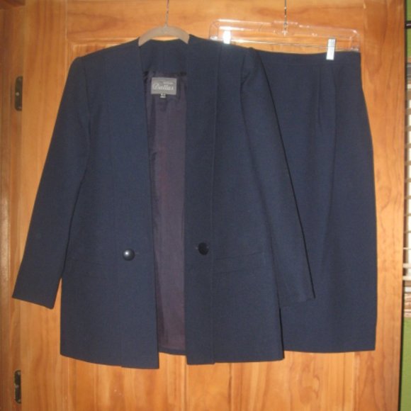 Suits by Dallas | Skirts | Suits By Dallas Navy Blue Blazer And ...